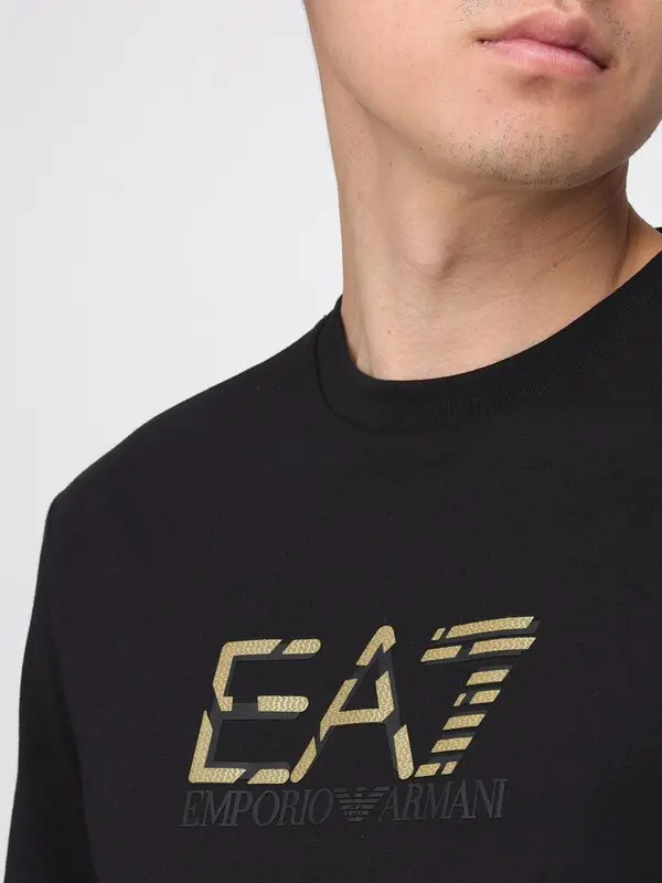 EA7 Cotton T-shirt With Logo - Black