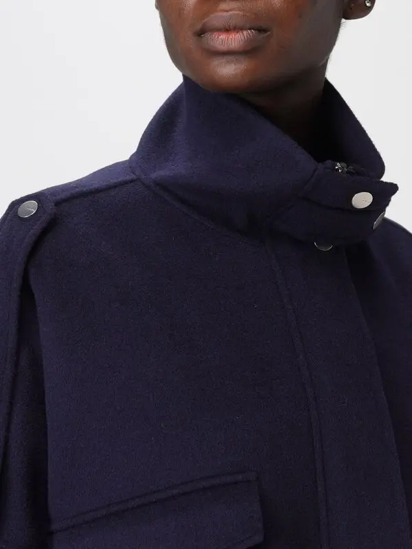 Pinko Navy Stand Collar Jacket With Button And Zip Details
