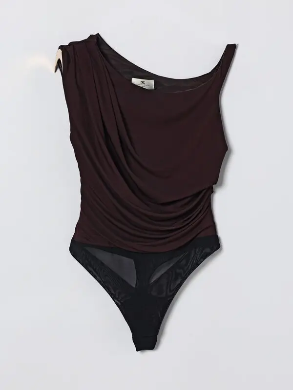 Elisabetta Franchi Draped One-shoulder Bodysuit - Cocoa