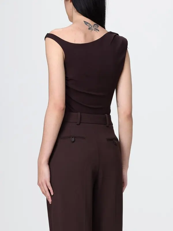 Elisabetta Franchi Draped One-shoulder Bodysuit - Cocoa