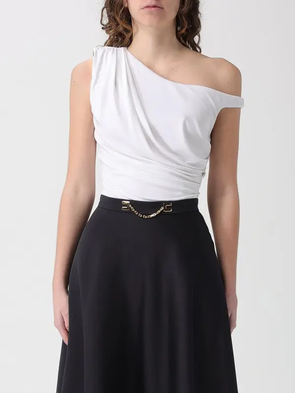 Elisabetta Franchi Draped One-shoulder Bodysuit - Ivory