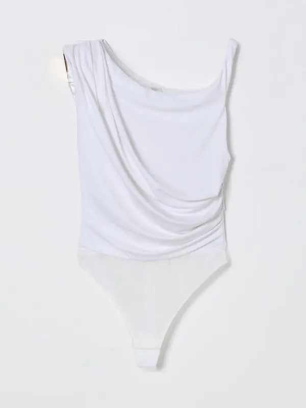 Elisabetta Franchi Draped One-shoulder Bodysuit - Ivory