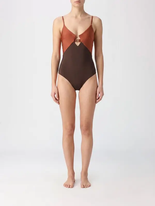 Zimmermann Abstract Print V-neck One-piece Swimsuit - Brown