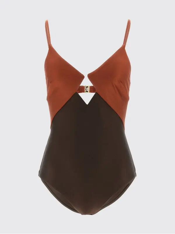 Zimmermann Abstract Print V-neck One-piece Swimsuit