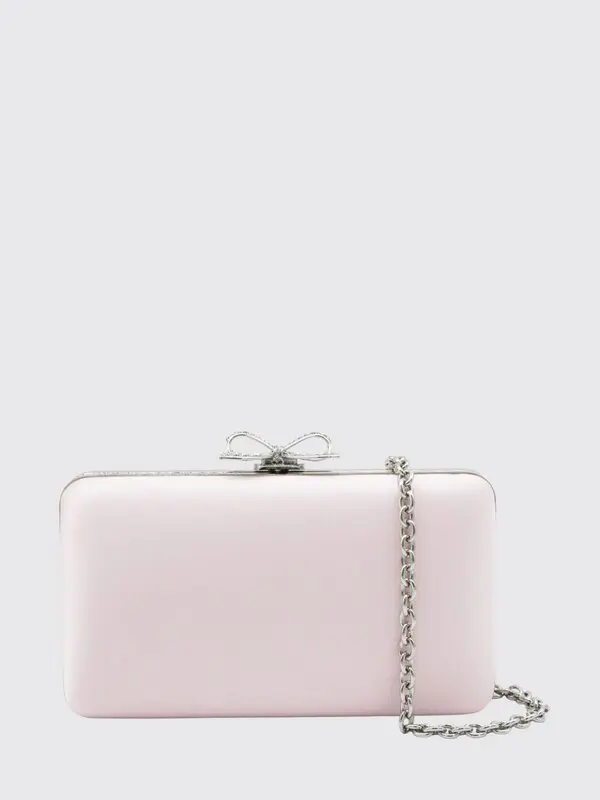 SELF-PORTRAIT Bow And Rhinestone Embellished Satin Mini Clutch