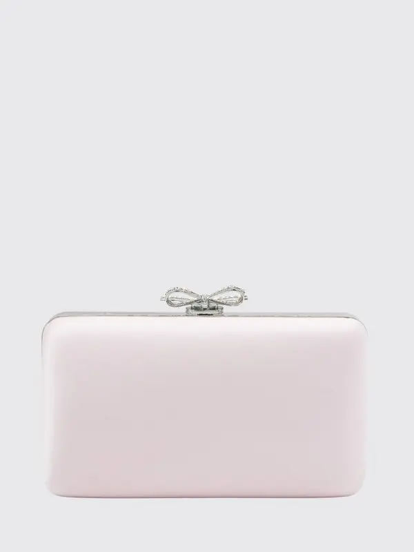 SELF-PORTRAIT Bow And Rhinestone Embellished Satin Mini Clutch