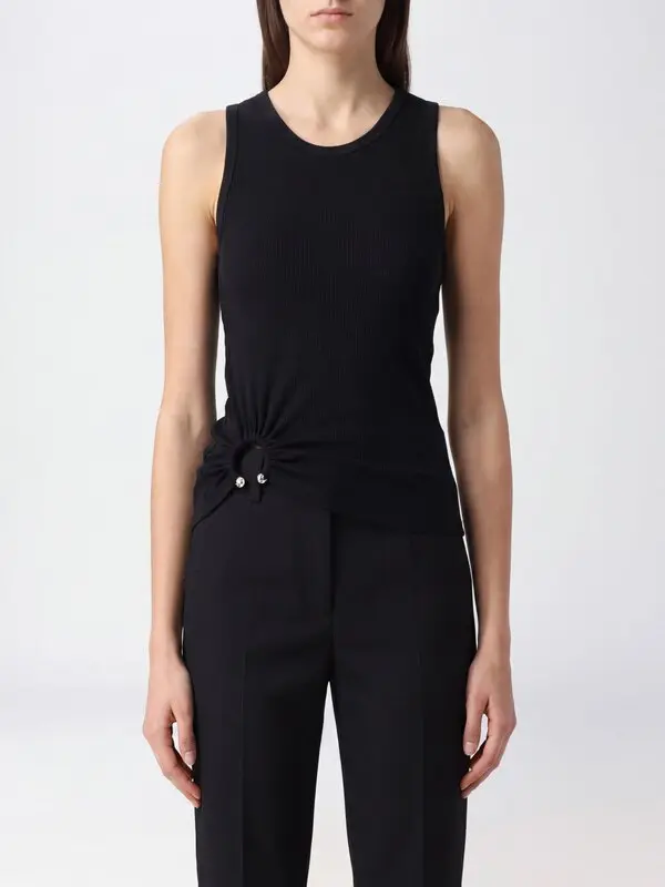 Rabanne Ribbed Tank Top With Embellished Detail - Black