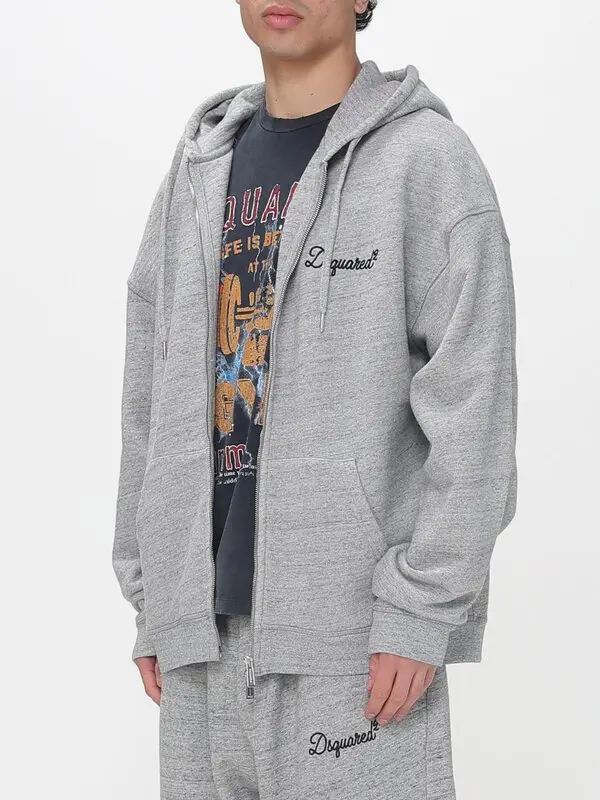 Dsquared2 Cotton Zip-up Hoodie With Drawstring