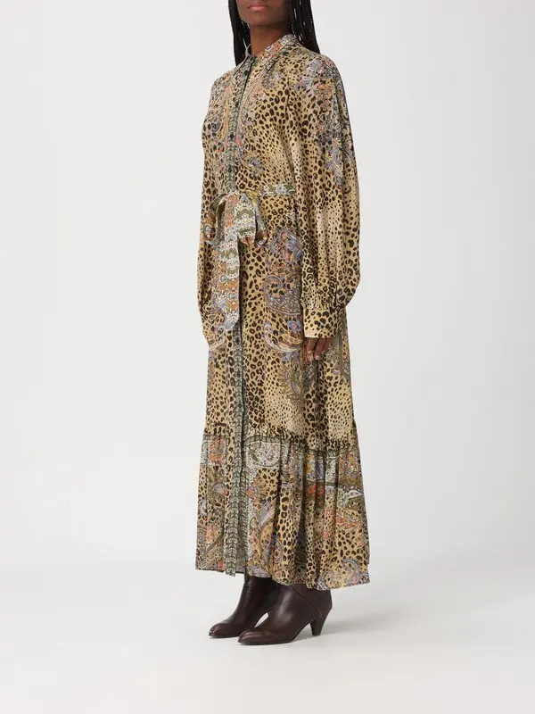 Etro Silk Maxi Dress With Animal And Paisley Print