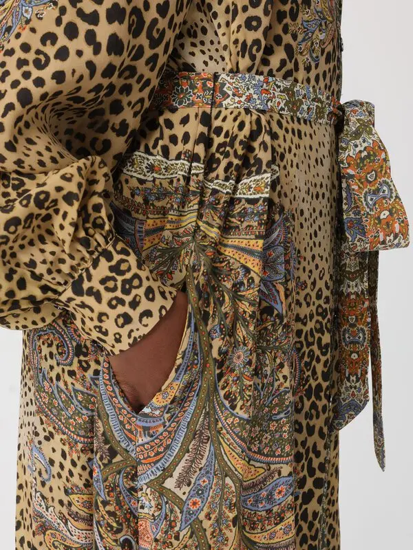 Etro Silk Maxi Dress With Animal And Paisley Print
