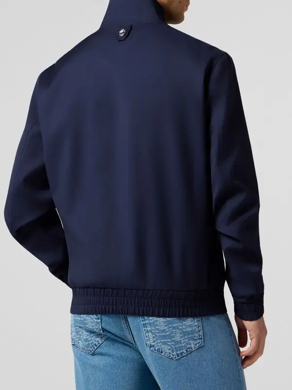 BILLIONAIRE Virgin Wool Bomber Jacket With Logo - Navy