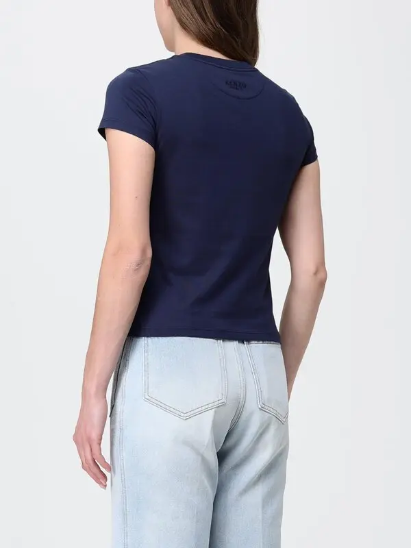 Kenzo Cotton T-shirts With Flower Logo - Blue