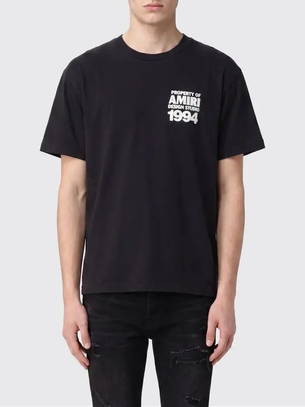 Amiri Contrasting Logo Cotton T-shirt With Dropped Shoulders - Grey