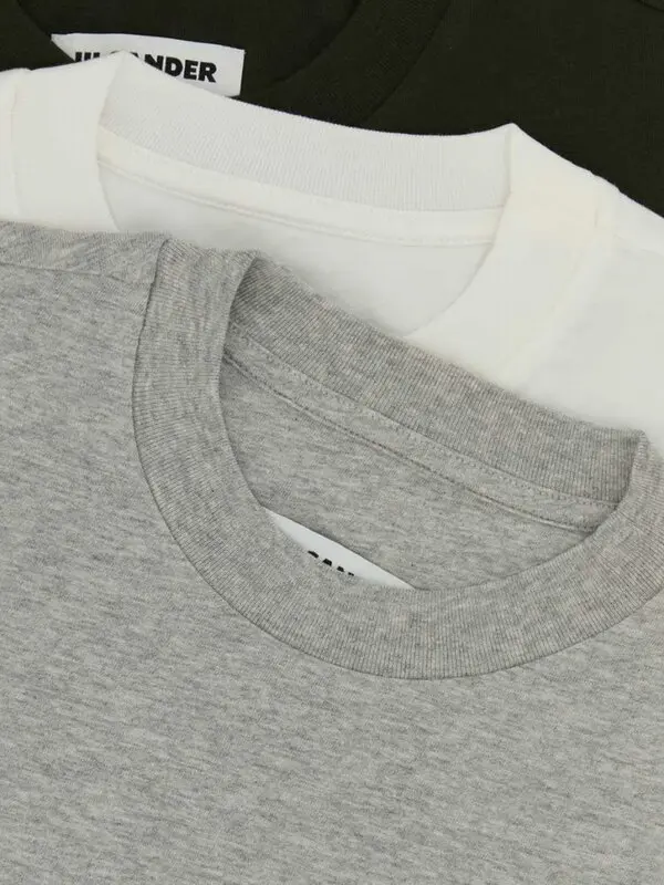 JIL SANDER Set Of Three Cotton T-shirts With Embroidered Logo - Grey