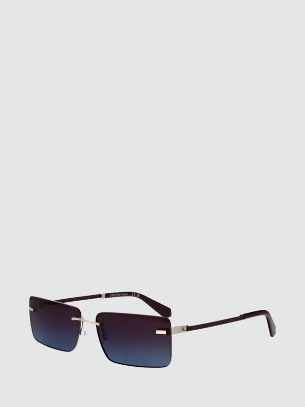 Calvin Klein Rimless Rectangle Sunglasses - Blue