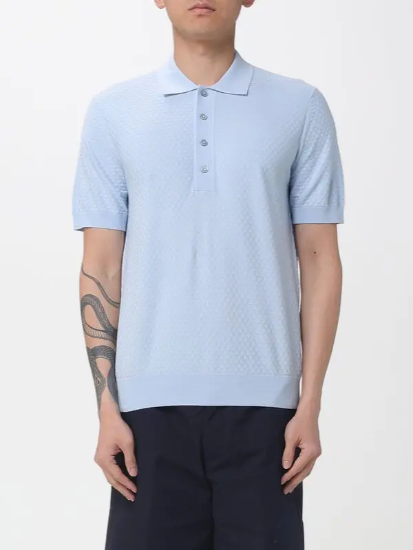 PAOLO PECORA Cotton Blend Polo Shirt - Gnawed Blue