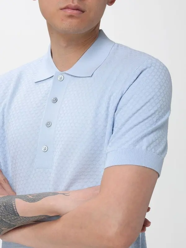 PAOLO PECORA Cotton Blend Polo Shirt - Gnawed Blue
