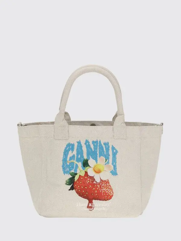 GANNI Printed Canvas Top Handle Bag - Yellow