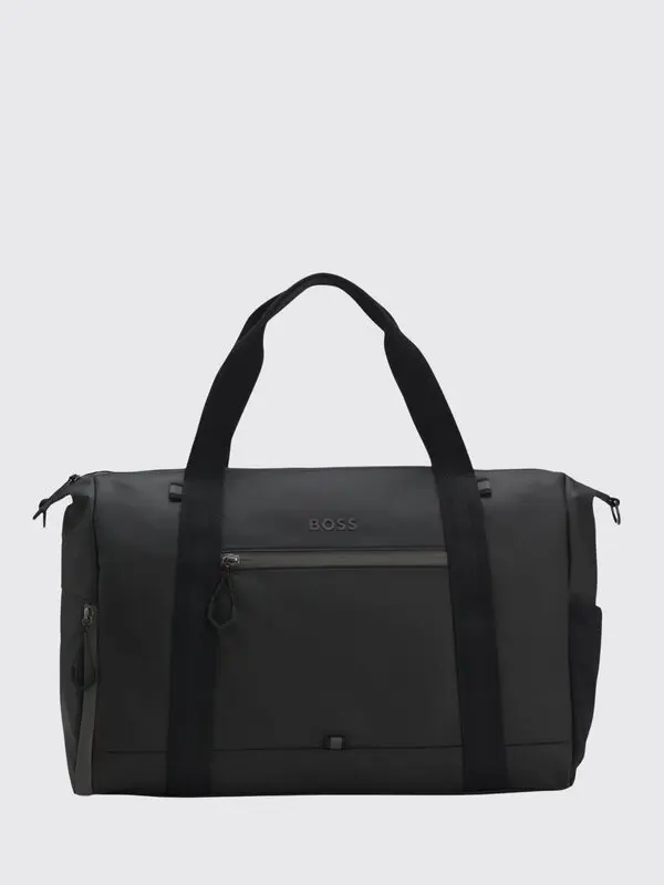 BOSS Travel Bag In Recycled Fabric With Double Handle And Adjustable Shoulder Strap - Black