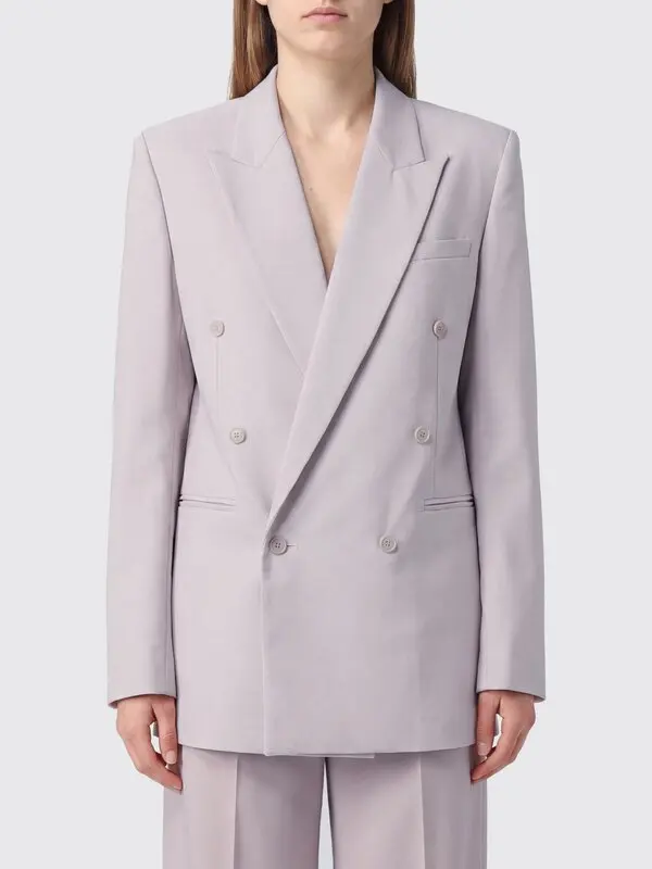THE FRANKIE SHOP Cropped Double-breasted Wool-blend Blazer With Peak Lapels