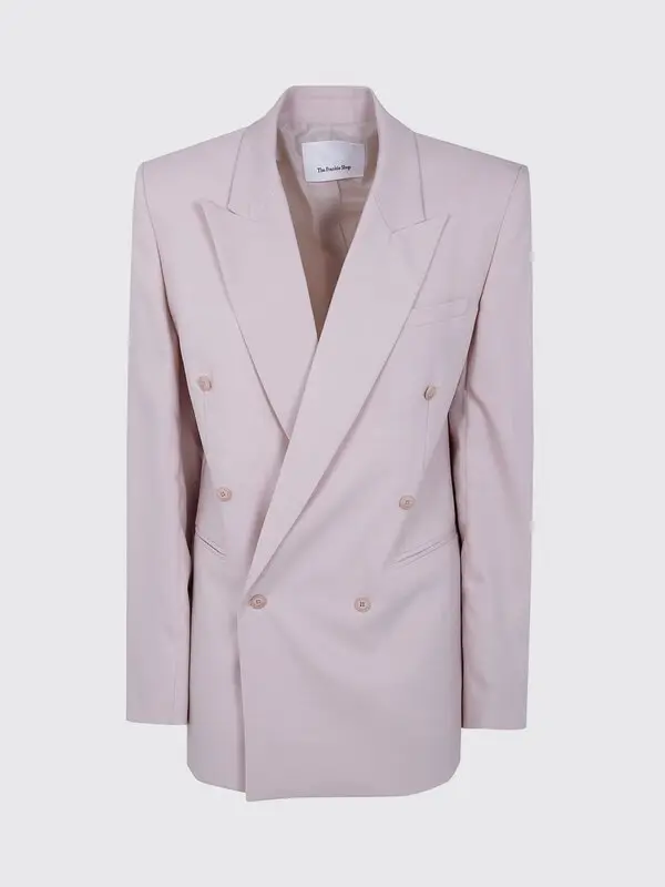 THE FRANKIE SHOP Cropped Double-breasted Wool-blend Blazer With Peak Lapels