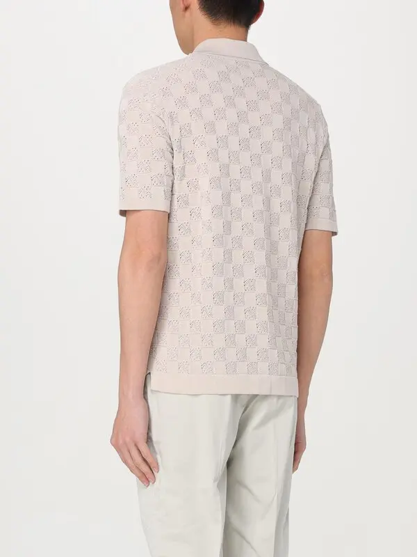 Eleventy Short Sleeve Knit Polo With Textured Pattern