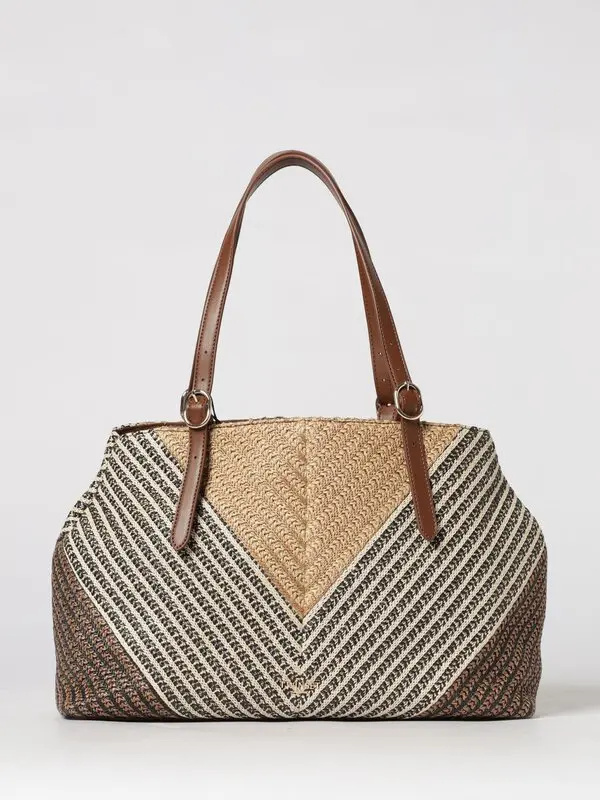 TWINSET Striped Raffia Bag
