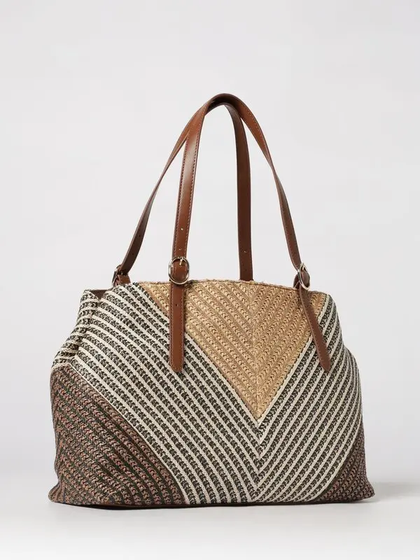 TWINSET Striped Raffia Bag