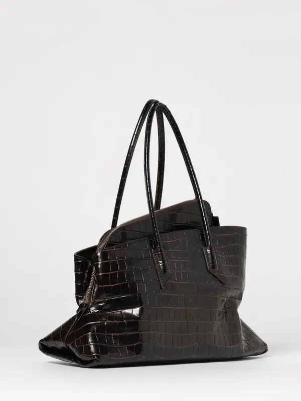 Attico Croc Effect Shoulder Bag - Brown
