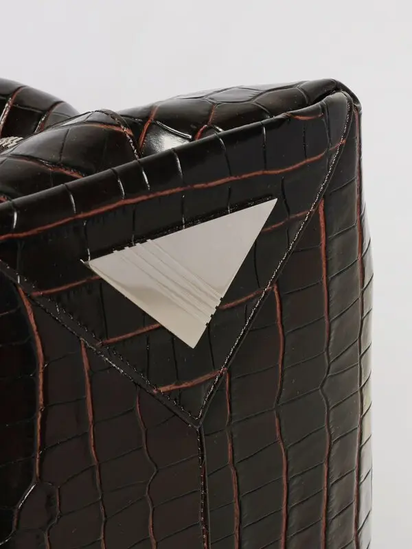 Attico Croc Effect Shoulder Bag - Brown
