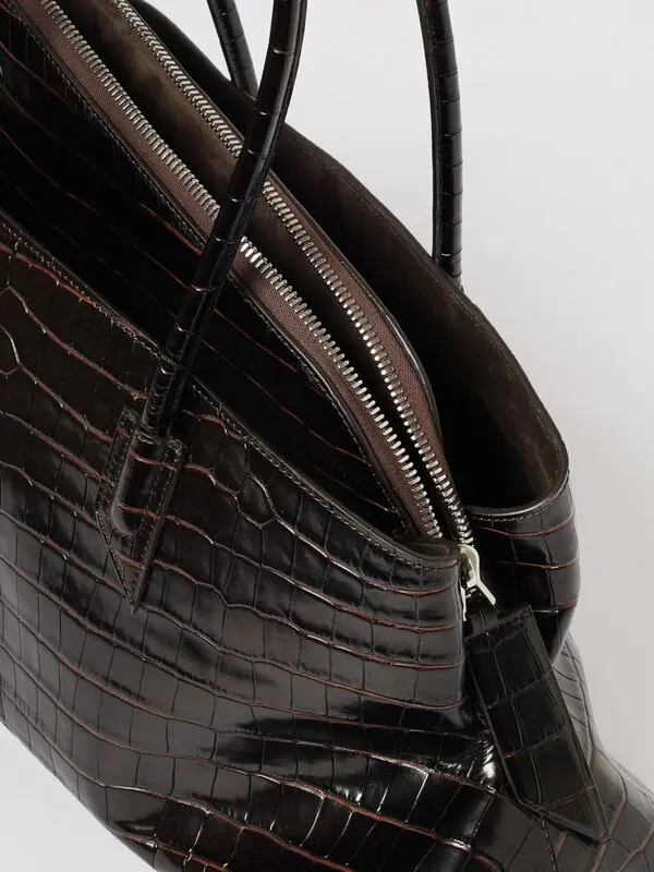 Attico Croc Effect Shoulder Bag - Brown