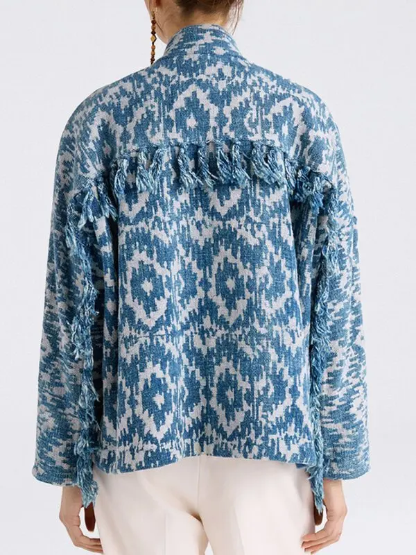 Momoni Cotton Kimono Jacket With Fringes