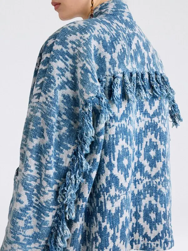 Momoni Cotton Kimono Jacket With Fringes