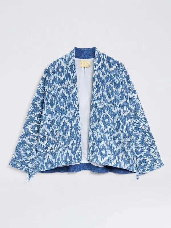 Momoni Cotton Kimono Jacket With Fringes