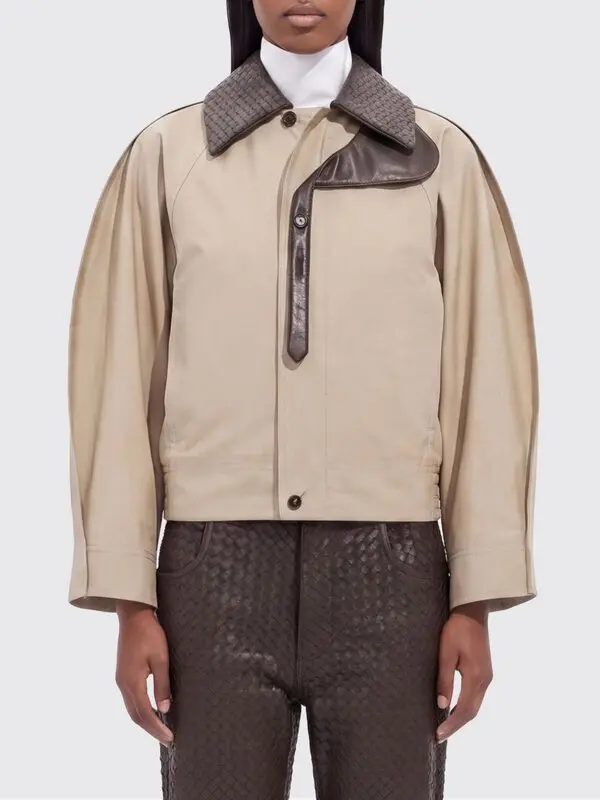 Bottega Veneta Cotton Jacket With Leather Collar