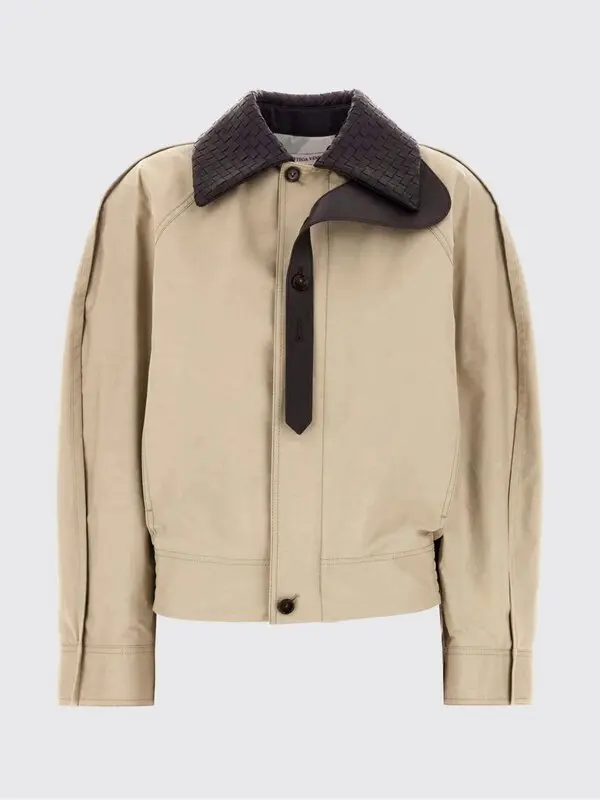 Bottega Veneta Cotton Jacket With Leather Collar