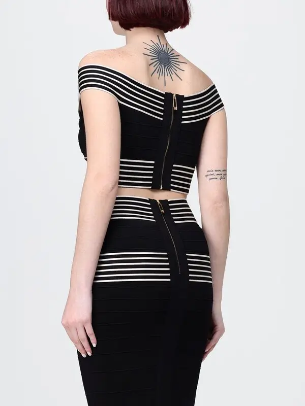 Elisabetta Franchi Cropped Fit Jersey Top - Black