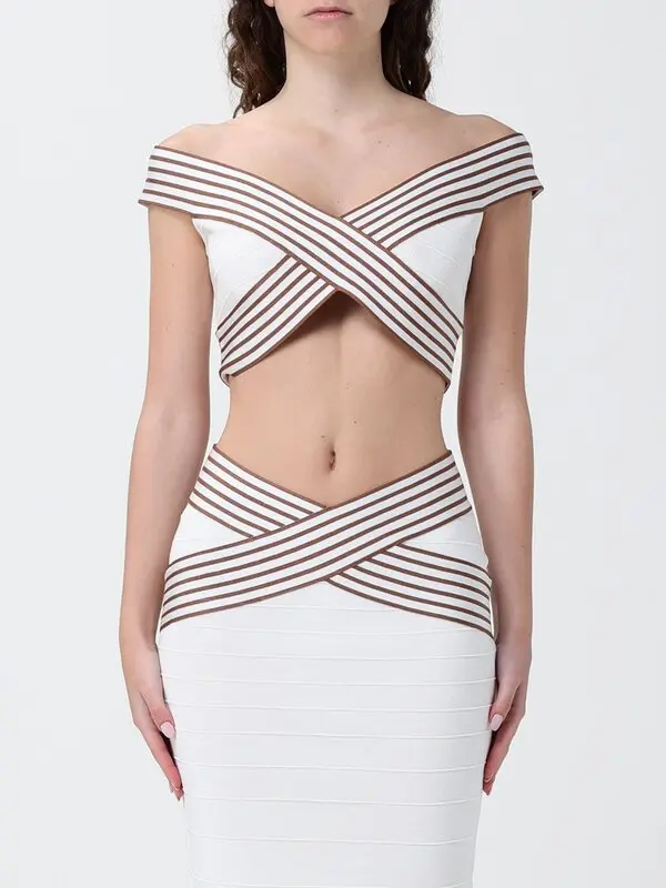 Elisabetta Franchi Cropped Fit Jersey Top - Ivory