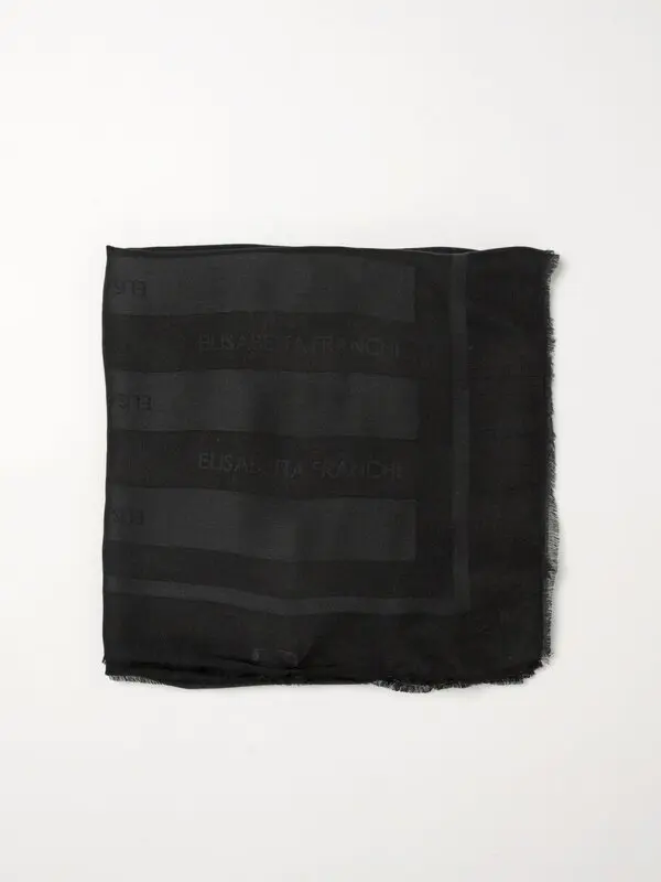 Elisabetta Franchi Viscose Blend Scarf With Jacquard Logo - Black