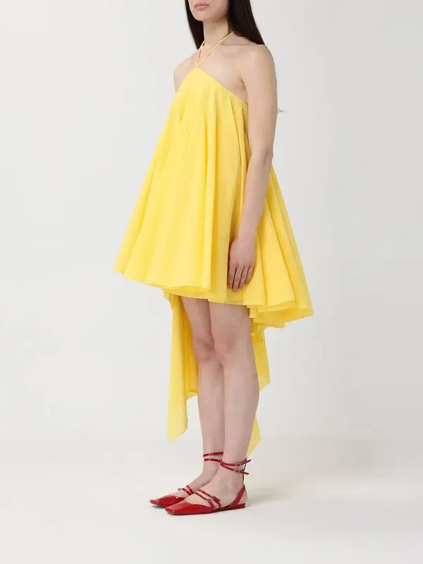Jacquemus Pleated Cotton Blend Mini Dress - Yellow