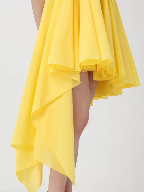 Jacquemus Pleated Cotton Blend Mini Dress - Yellow
