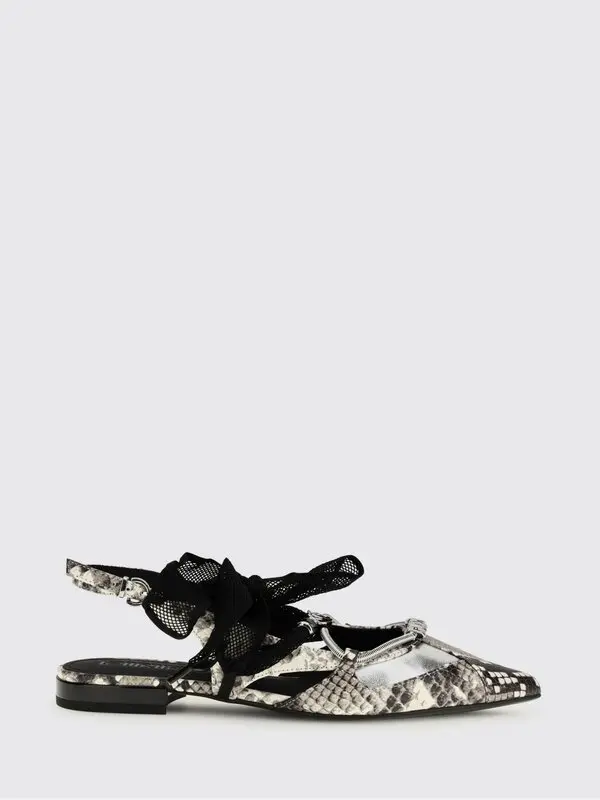 Pinko Roccia Python Print Leather Ballerinas