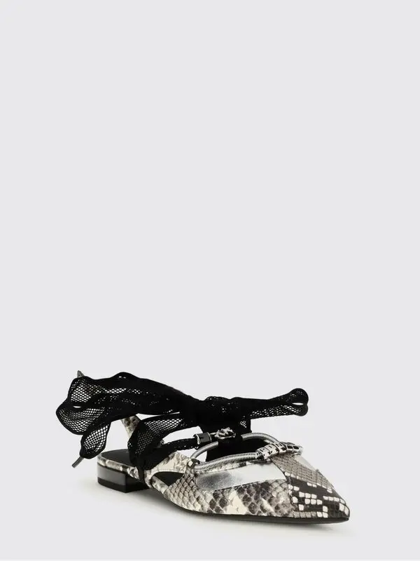 Pinko Roccia Python Print Leather Ballerinas