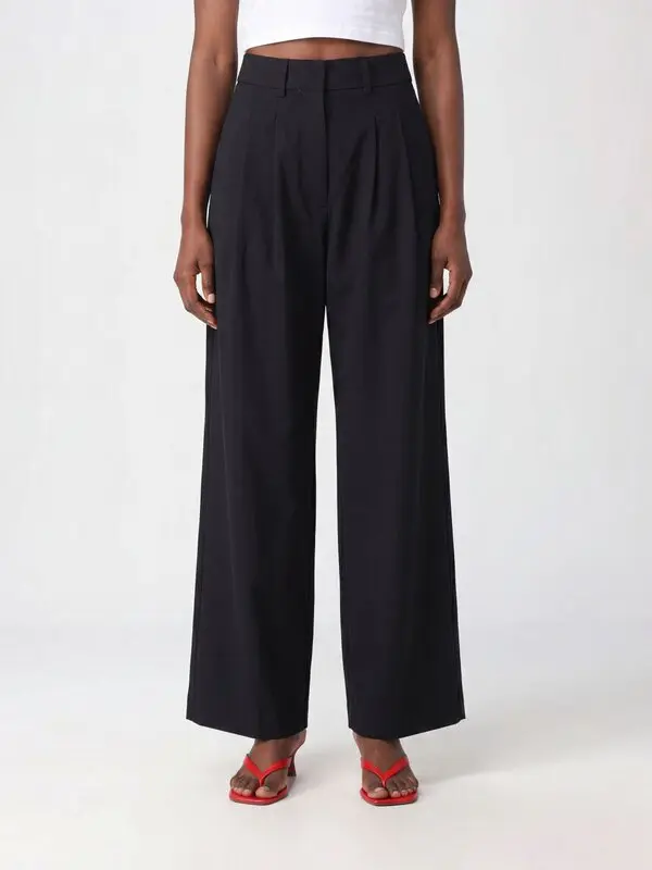 PT TORINO Frankie Cotton Palazzo Trousers - Black