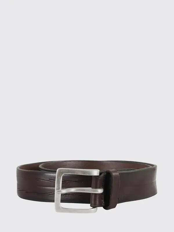 Orciani Leather Belt With Silver Buckle - Dark