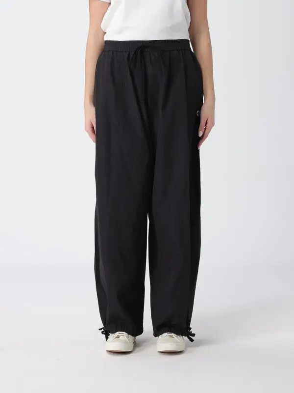 Kenzo High-waisted Wide-leg Trousers With Drawstring Waistband - Black