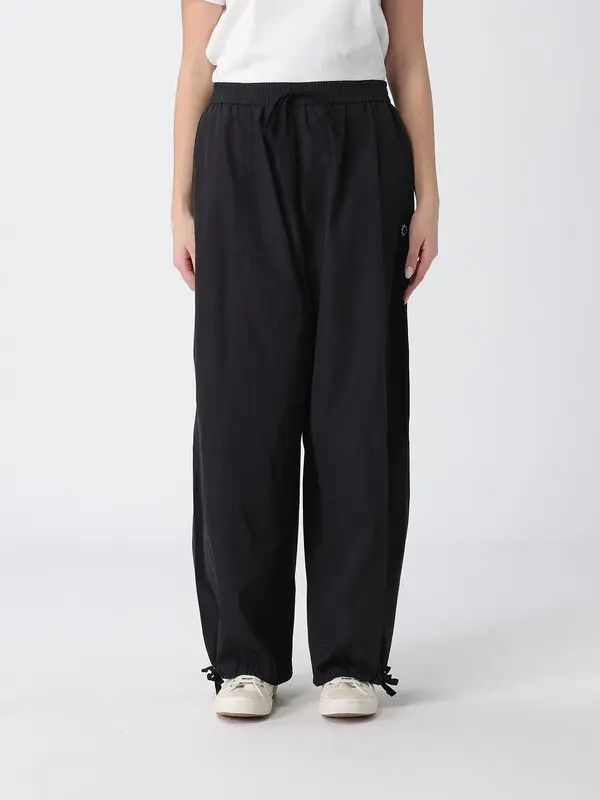 Kenzo High-waisted Drawstring Wide-leg Cotton-blend Trousers - Black
