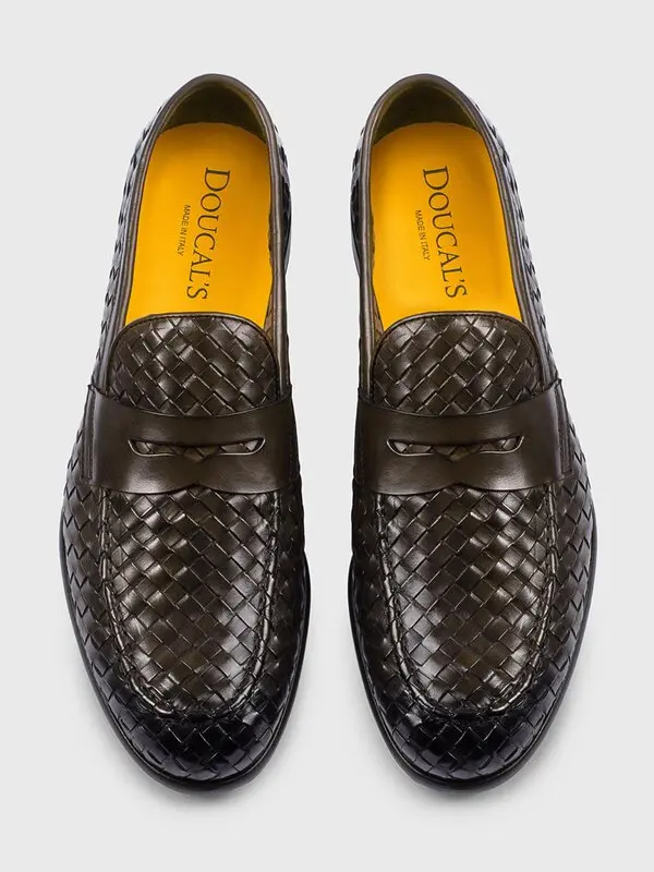 DOUCAL'S Woven Leather Loafers - Dark