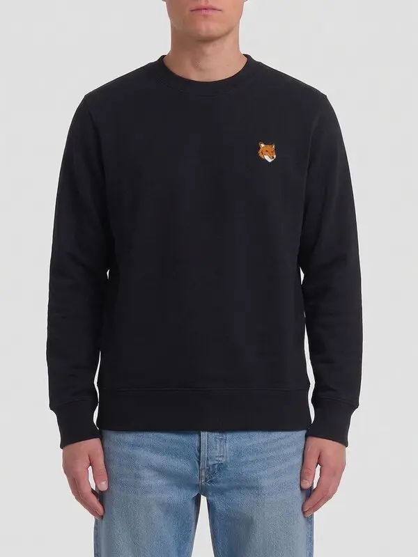 Maison Kitsuné Cotton Crewneck Sweatshirt With Logo Detail - Black