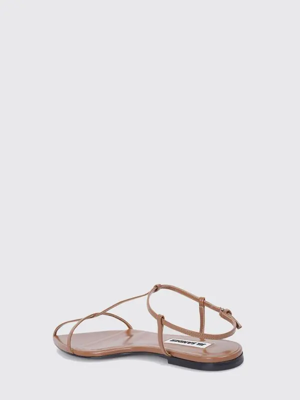 JIL SANDER Cage Lambskin Leather Low-heeled Sandals With Ankle Strap